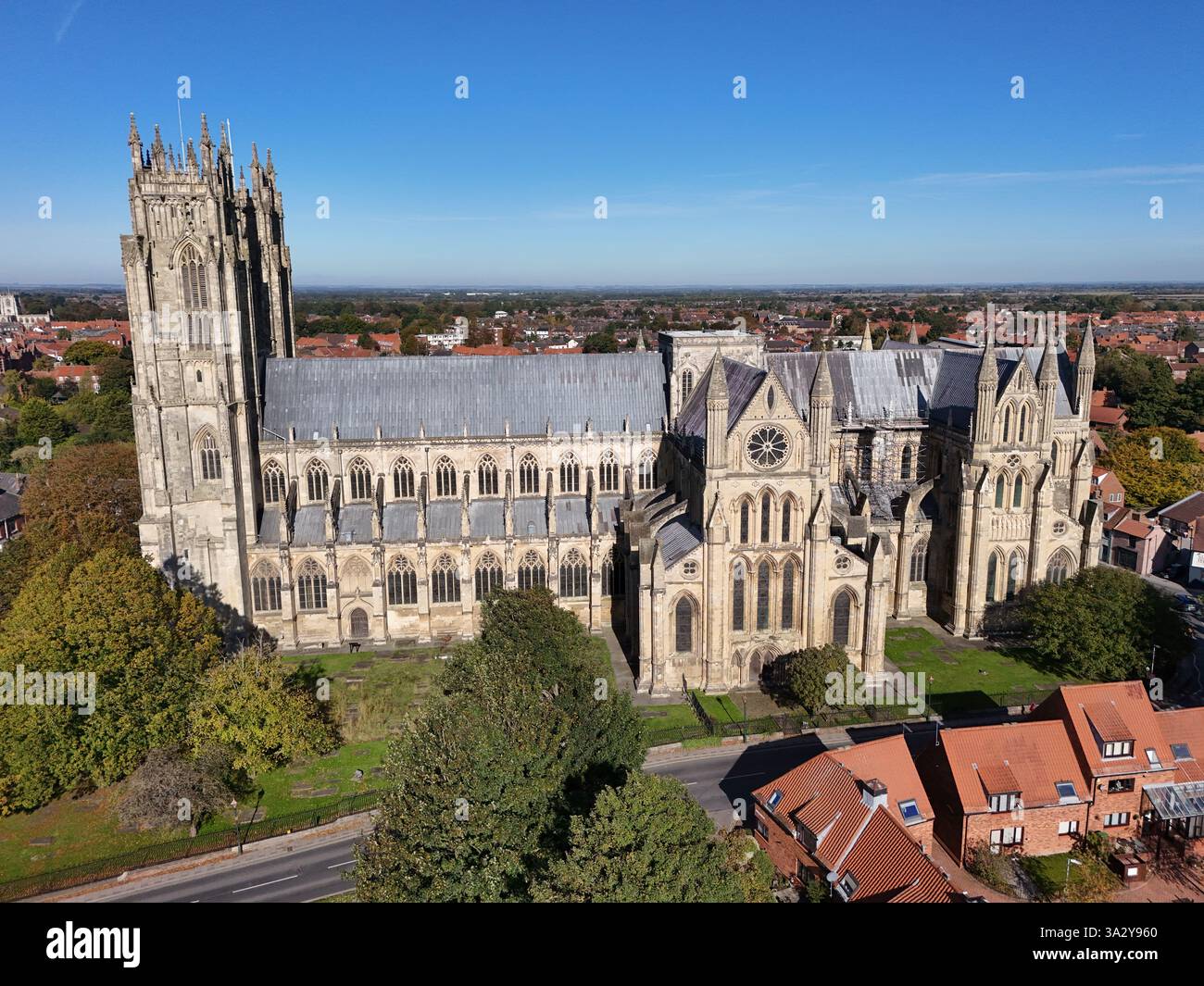 areal views of Beverley Minster is an Anglican Church in the market ...
