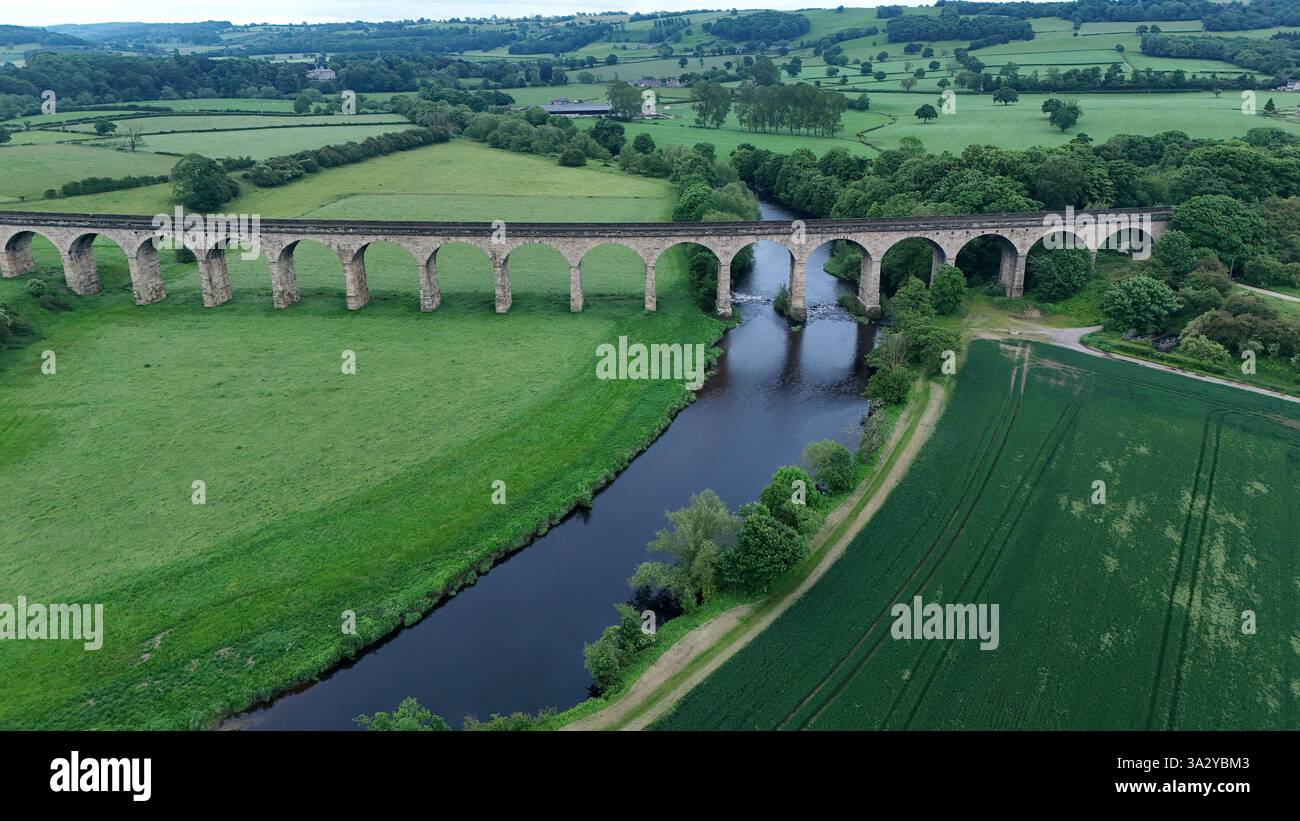 aerial view of Arthington Viaduct, also known as Castley Viaduct or ...