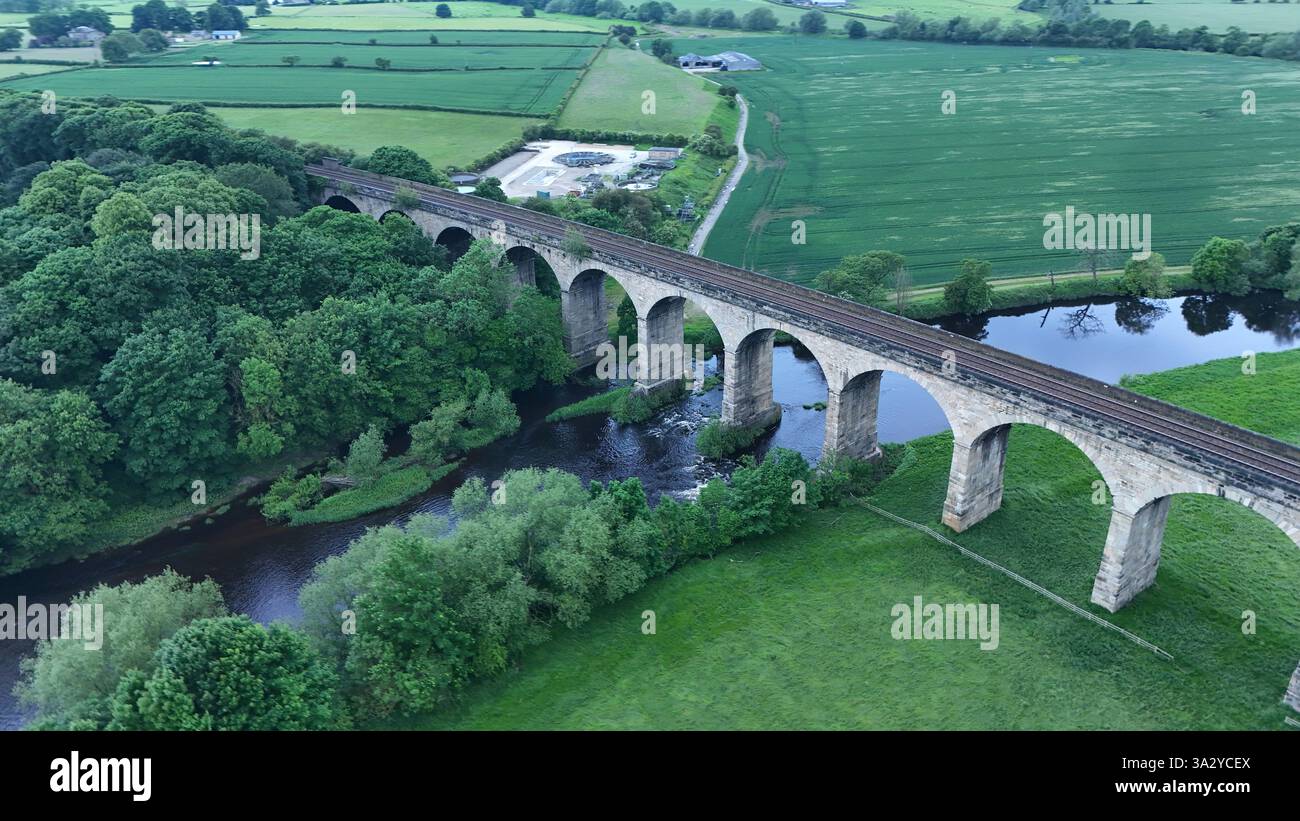 aerial view of Arthington Viaduct, also known as Castley Viaduct or ...