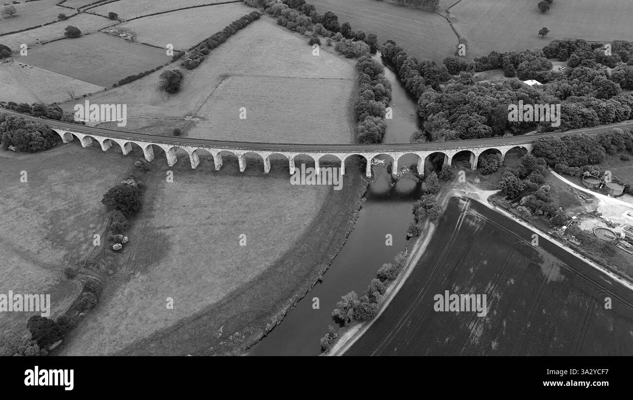 aerial view of Arthington Viaduct, also known as Castley Viaduct or ...