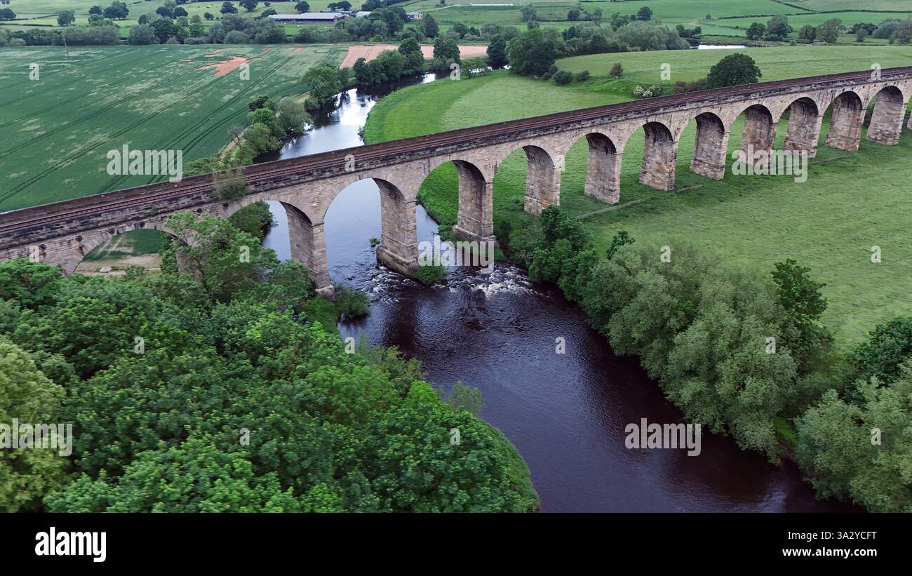aerial view of Arthington Viaduct, also known as Castley Viaduct or ...