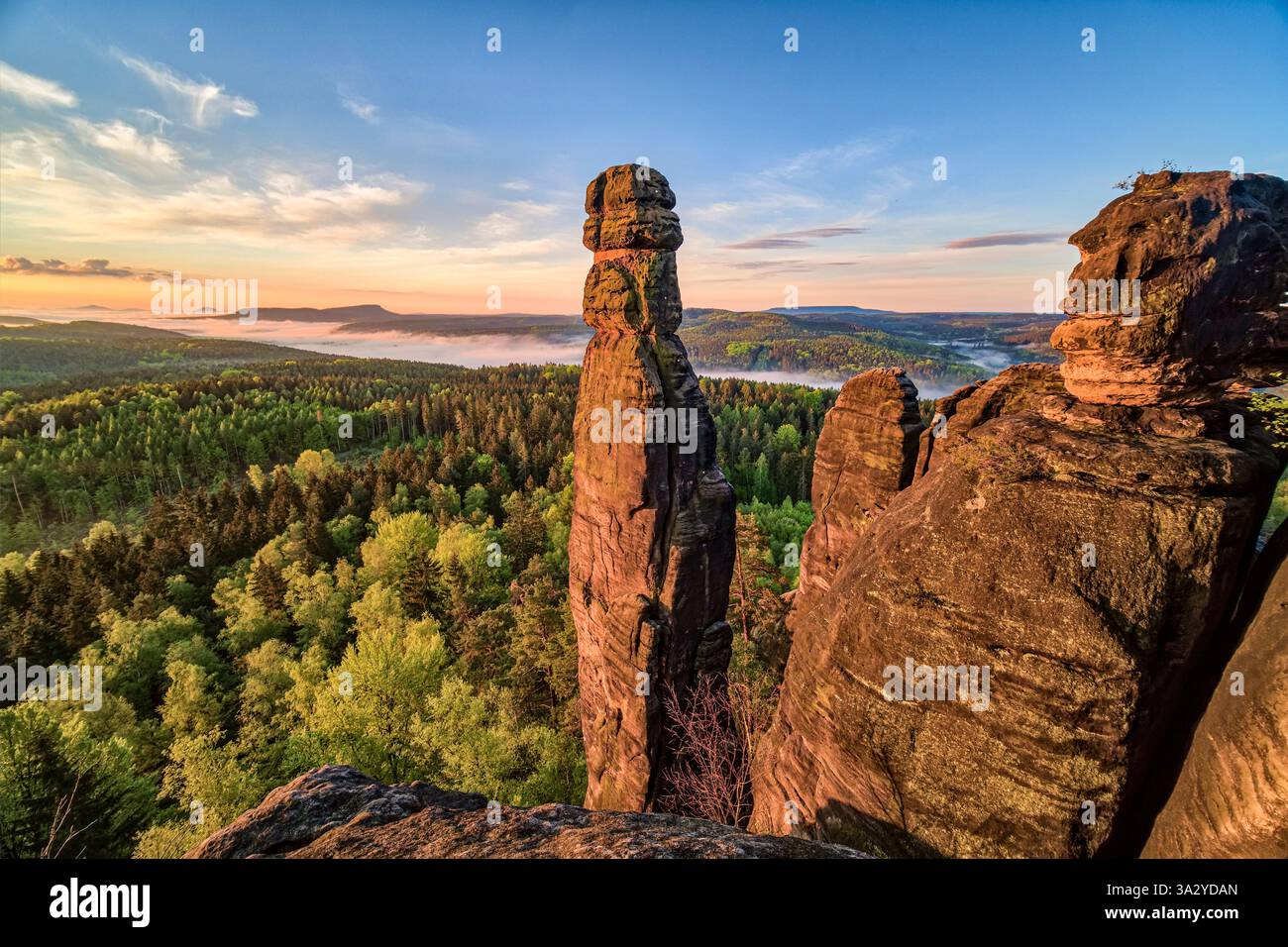 Landscape in the Saxon Switzerland National Park with the rock ...
