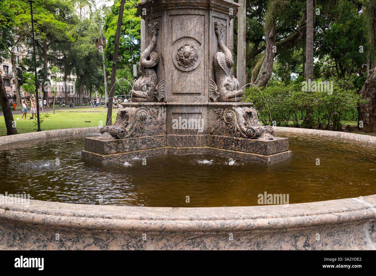 Water fountain historic monument in garden of Museu da República Stock ...