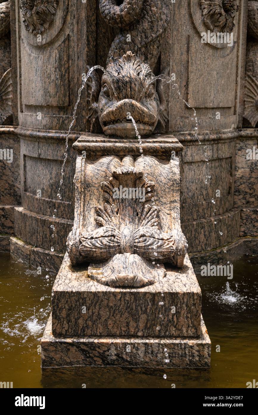 Water fountain historic monument in garden of Museu da República Stock ...