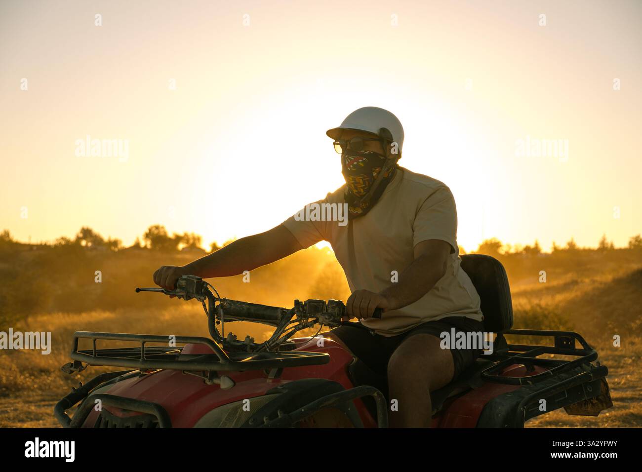 Man Embracing the Thrill of Off-Roading in Cappadocia Stock Photo - Alamy