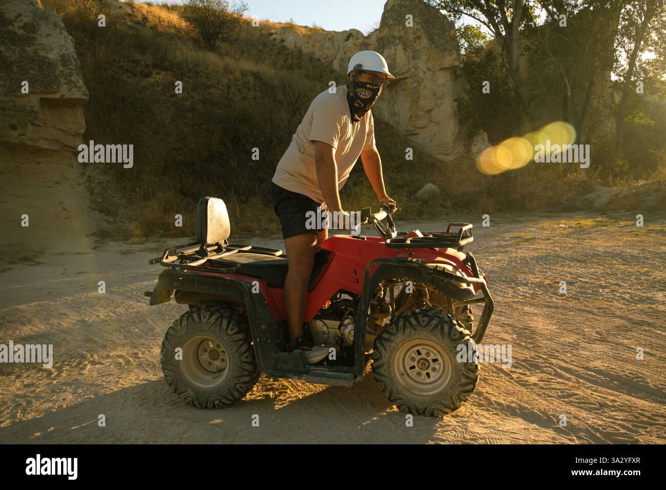 Male Adventurer Getting Ready for an Off-Road Trip in Cappadocia Stock ...