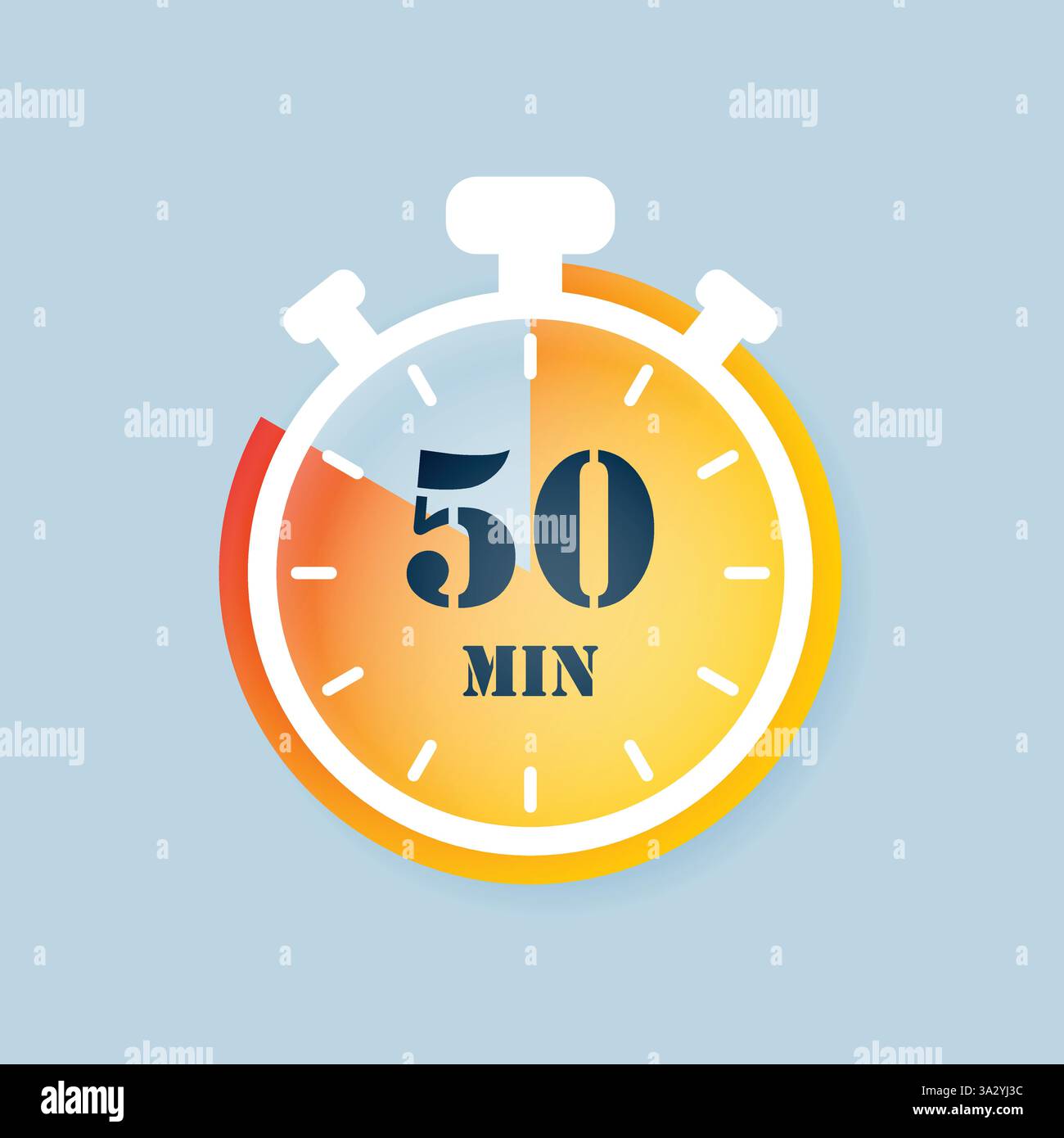 50 minutes on stopwatch icon in flat style. Clock face timer vector ...