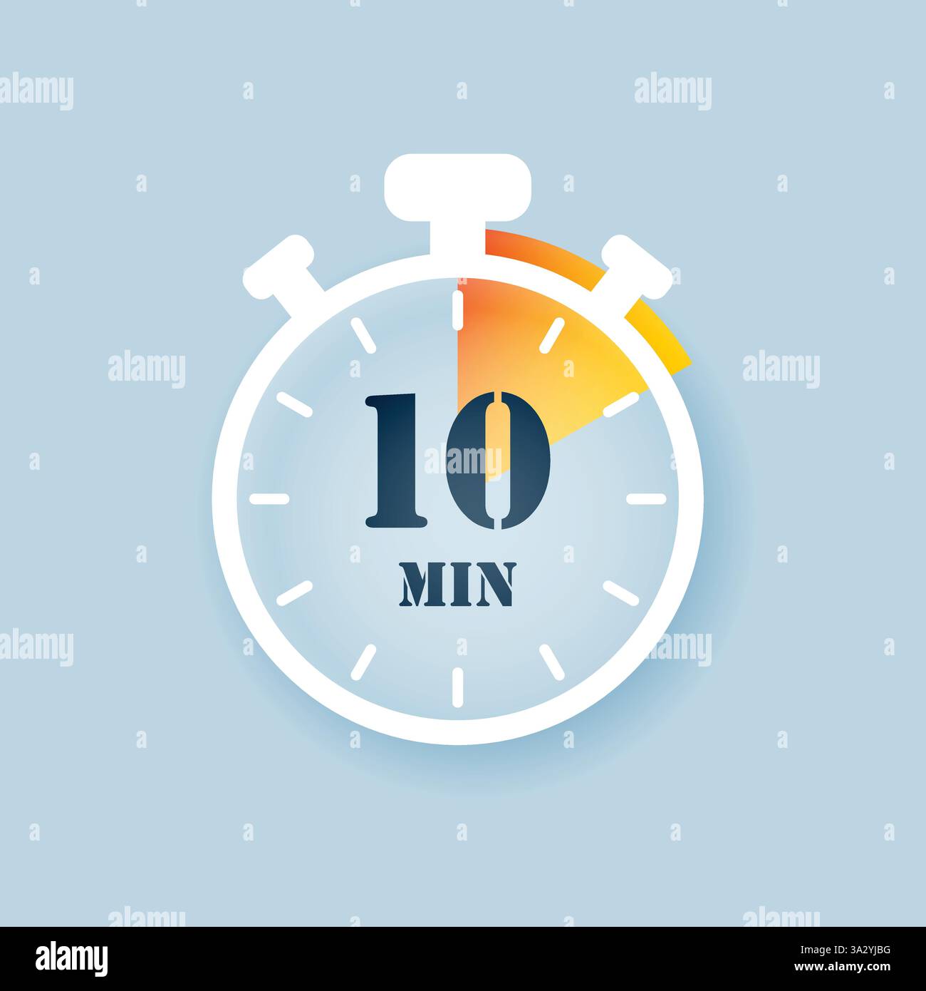 10 minutes on stopwatch icon in flat style. Clock face timer vector ...