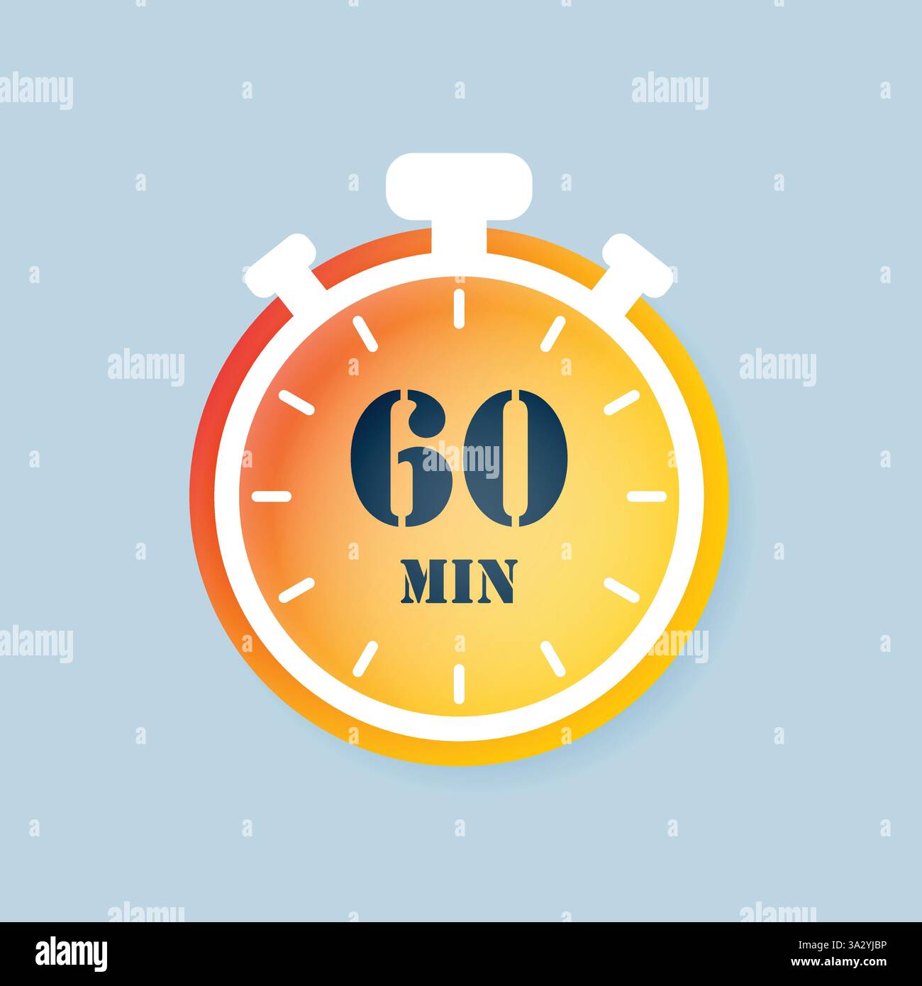 60 Minutes On Stopwatch Icon In Flat Style Clock Face Timer Vector