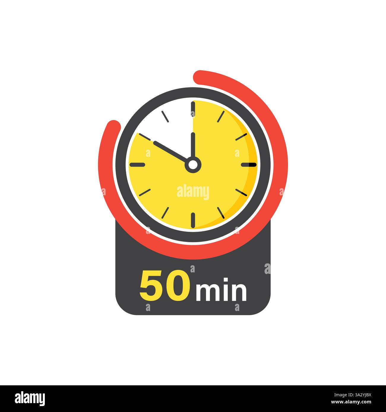 50 Minutes On Stopwatch Icon In Flat Style Clock Face Timer Vector