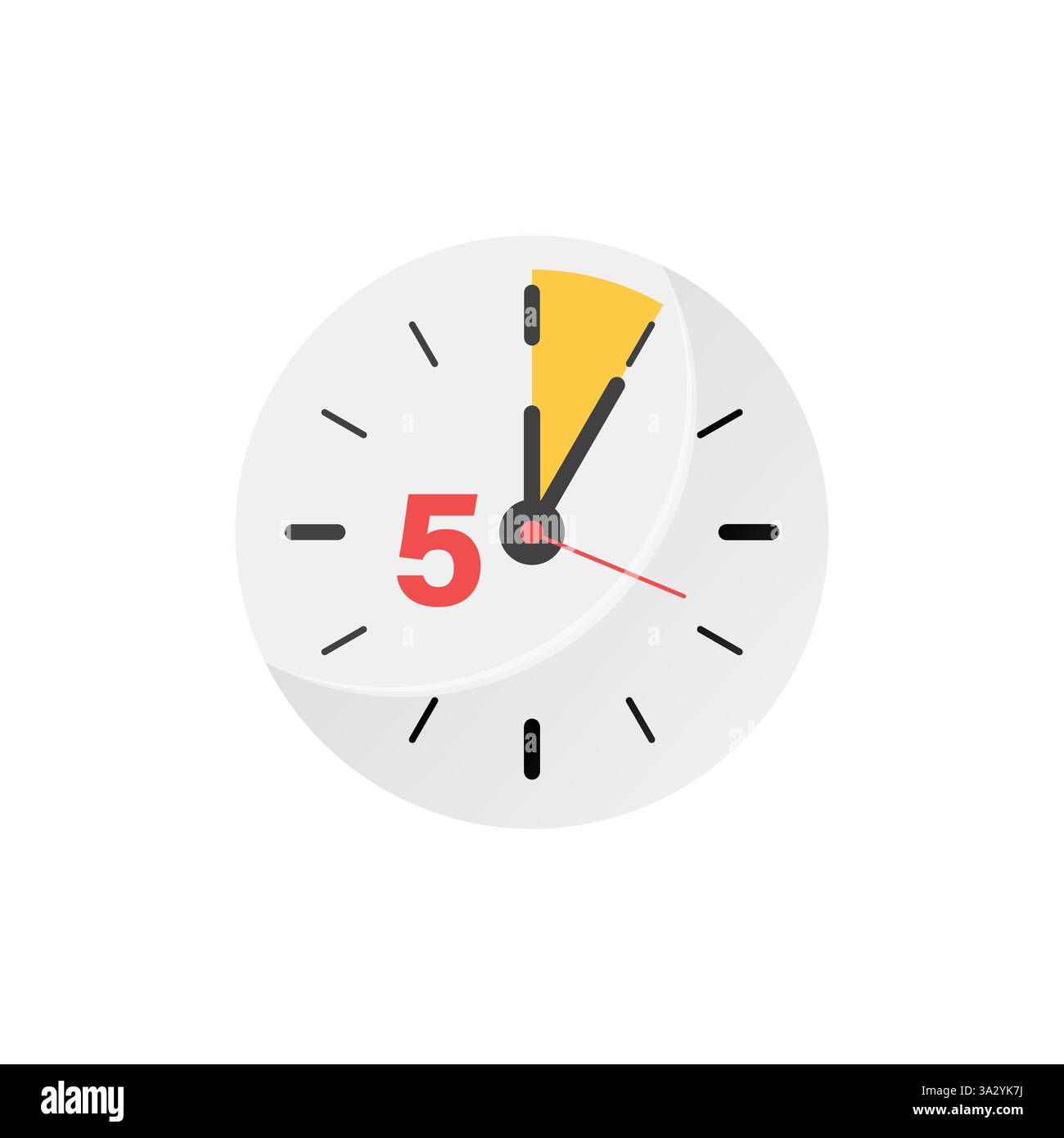 5 minutes on stopwatch icon in flat style. Clock face timer vector ...