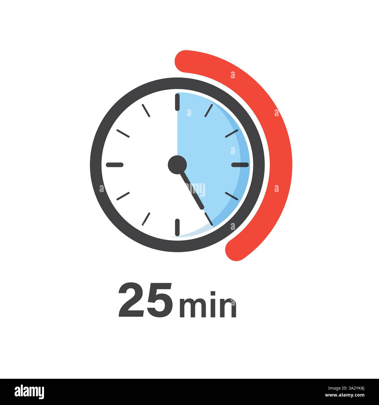 25 minutes on stopwatch icon in flat style. Clock face timer vector ...