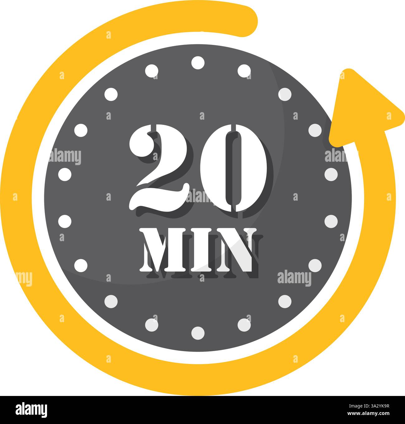20 minutes on stopwatch icon in flat style. Clock face timer vector ...