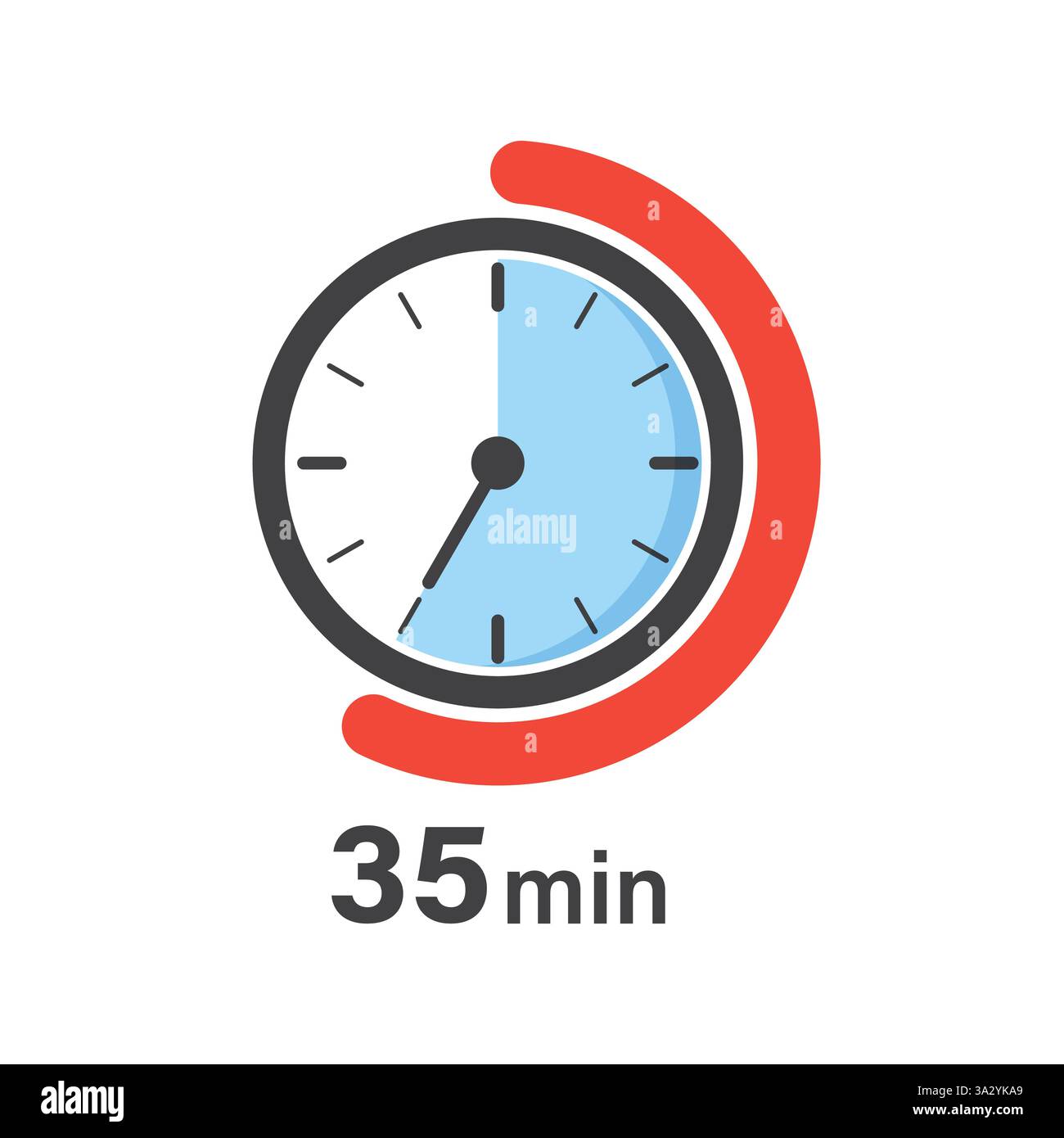 35 minutes on stopwatch icon in flat style. Clock face timer vector ...