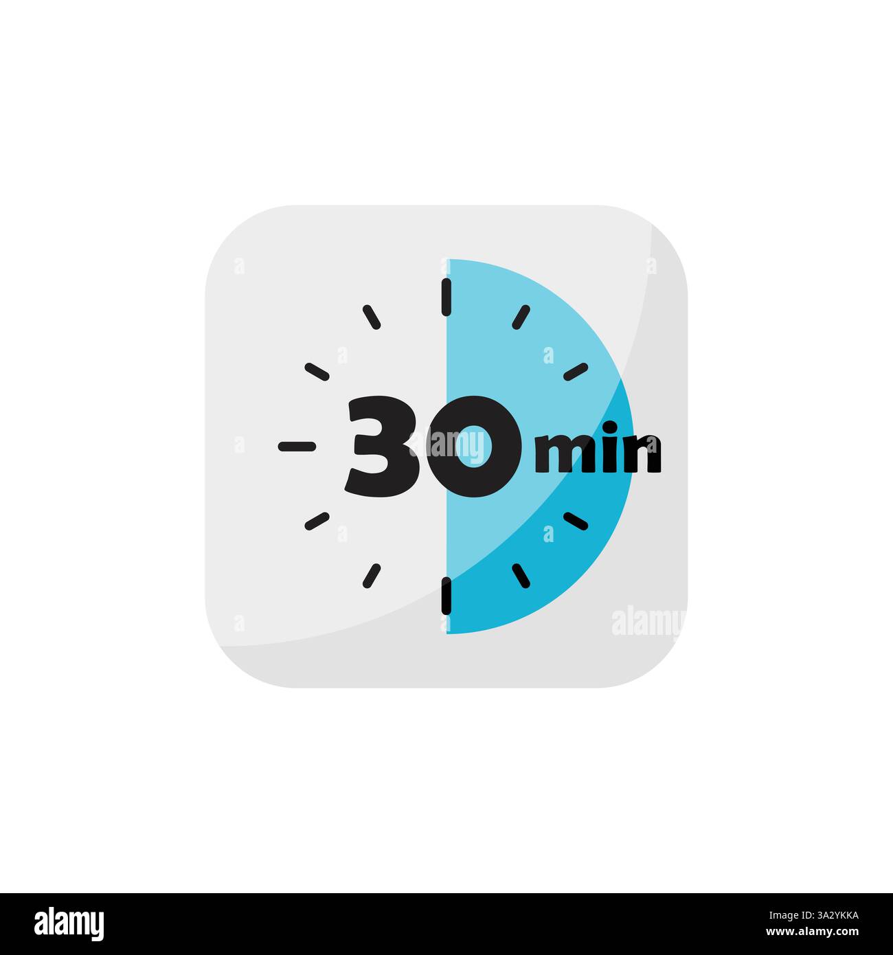 30 minutes on stopwatch icon in flat style. Clock face timer vector ...