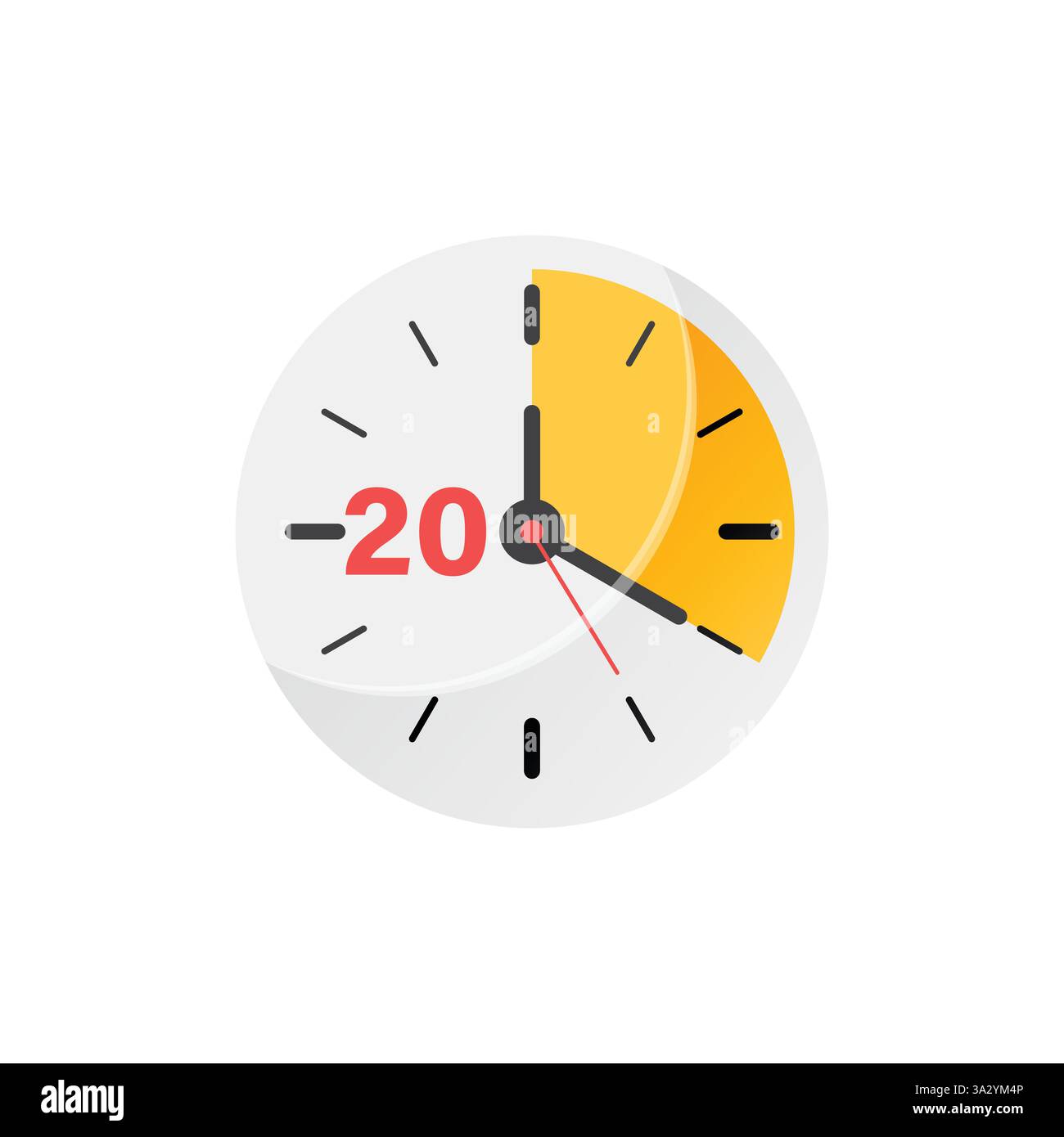 20 minutes on stopwatch icon in flat style. Clock face timer vector ...