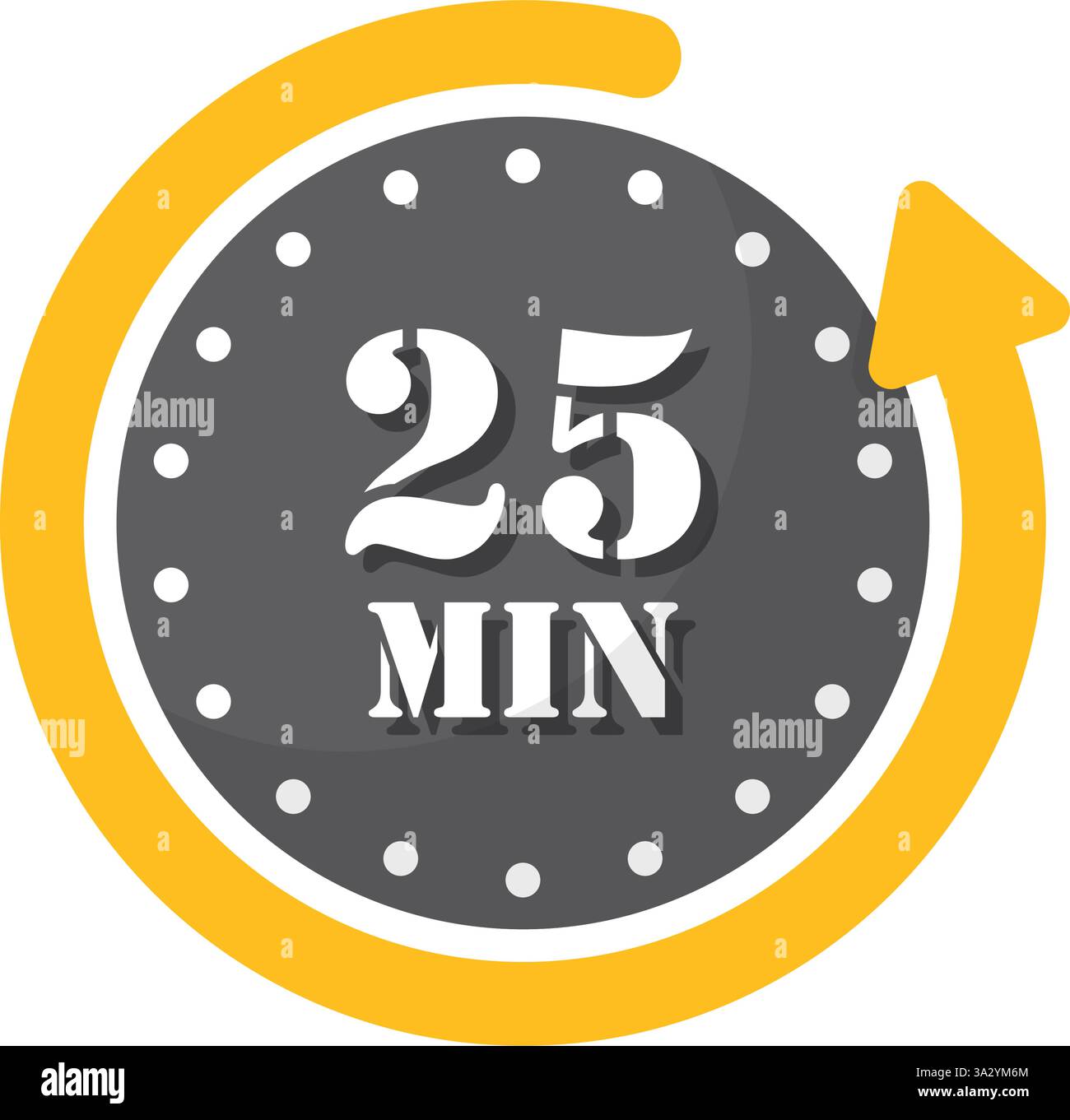 25 minutes on stopwatch icon in flat style. Clock face timer vector ...