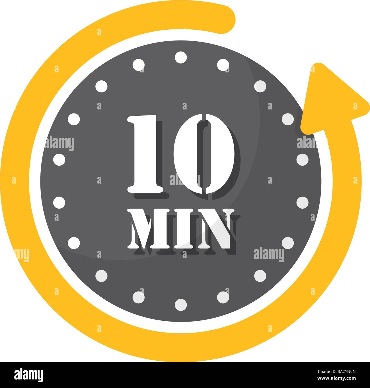 10 minutes on stopwatch icon in flat style. Clock face timer vector ...