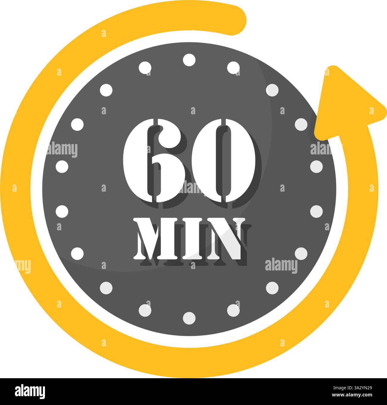 60 Minutes On Stopwatch Icon In Flat Style Clock Face Timer Vector