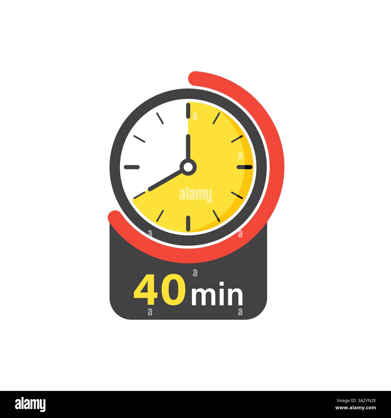 40 minutes on stopwatch icon in flat style. Clock face timer vector ...