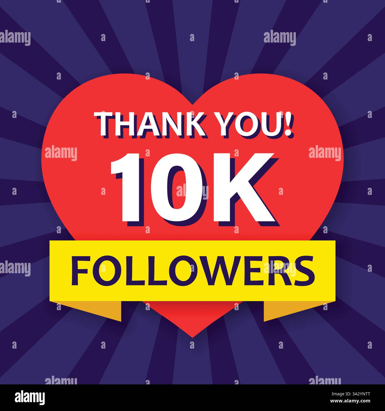 Thank you 10000 followers icon in flat style. Subscription amount ...