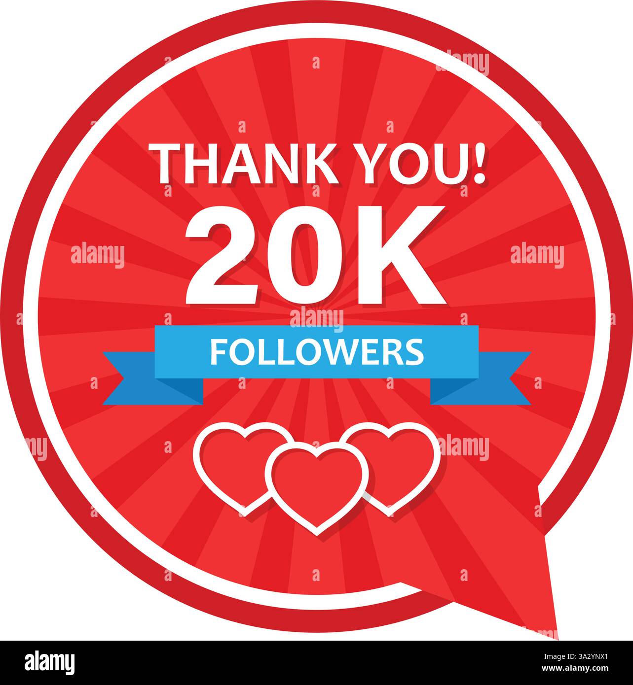 Thank you 20000 followers icon in flat style. Subscription amount ...