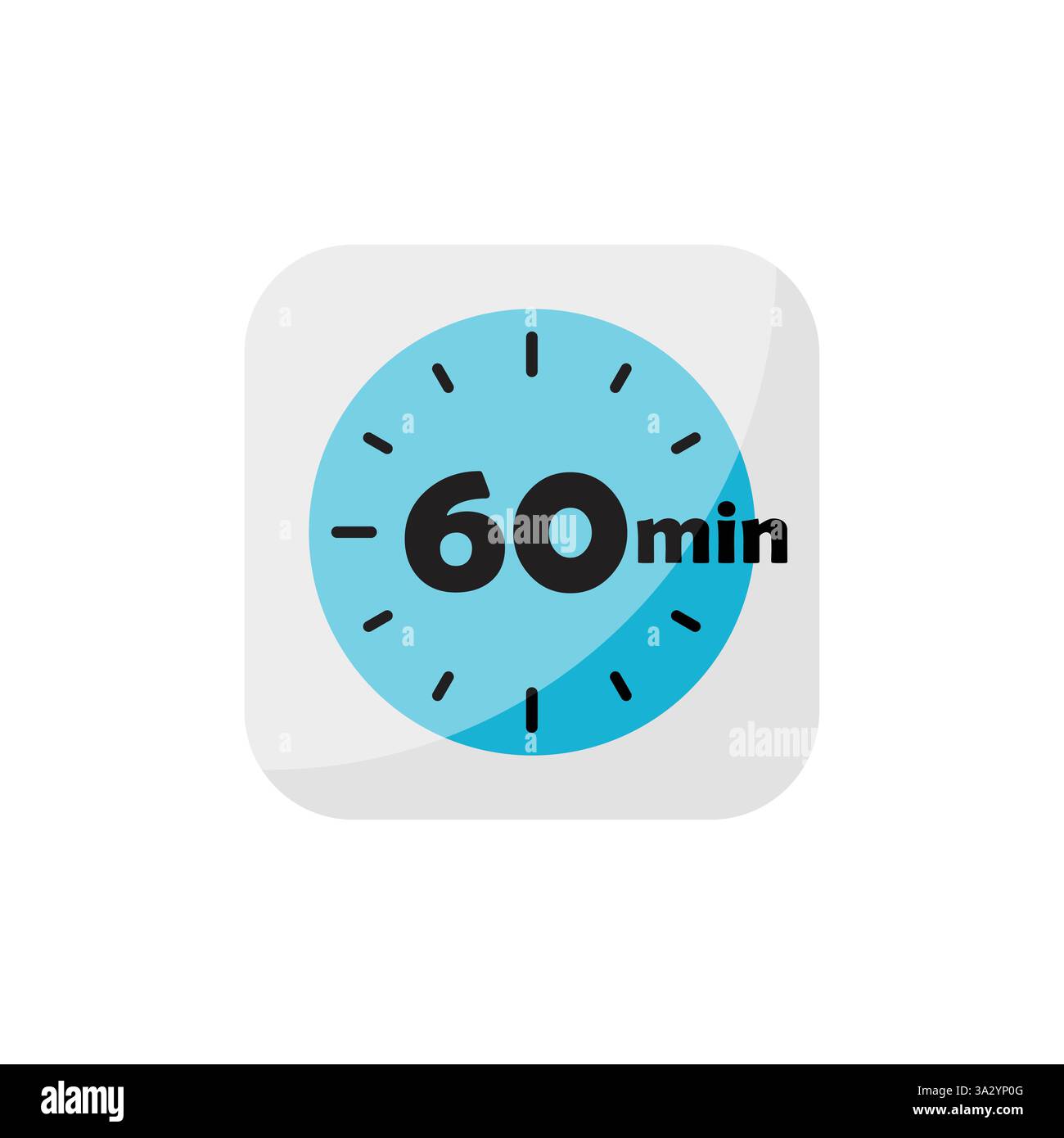 60 Minutes On Stopwatch Icon In Flat Style Clock Face Timer Vector