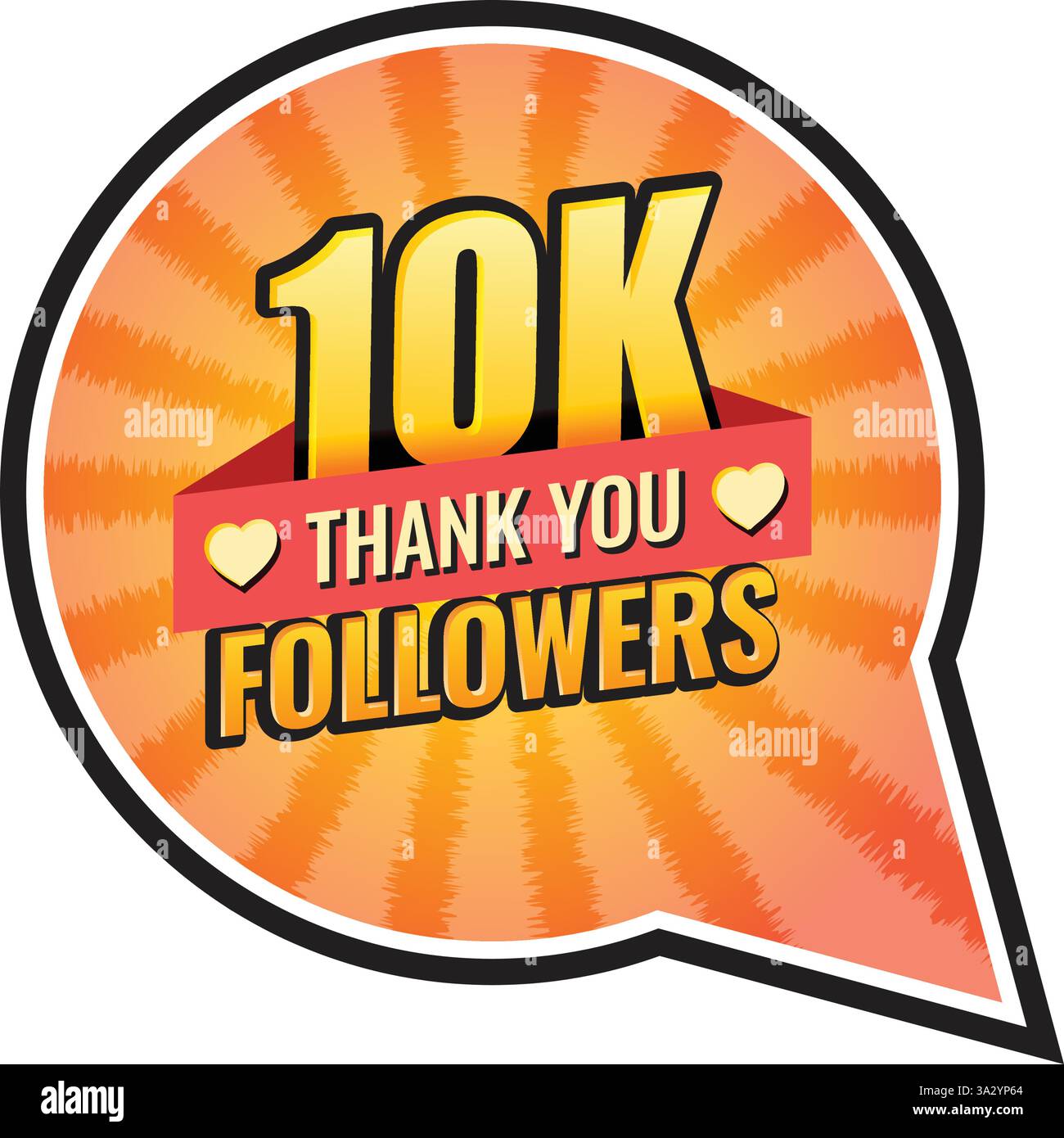 Thank you 10000 followers icon in flat style. Subscription amount ...
