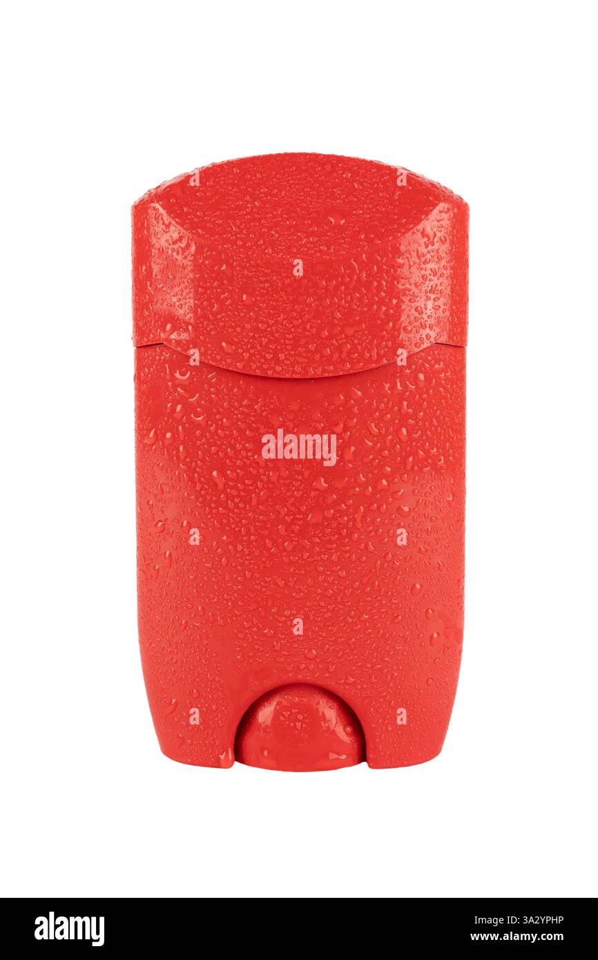 Red deodorant bottle mockup isolated on white background Stock Photo ...