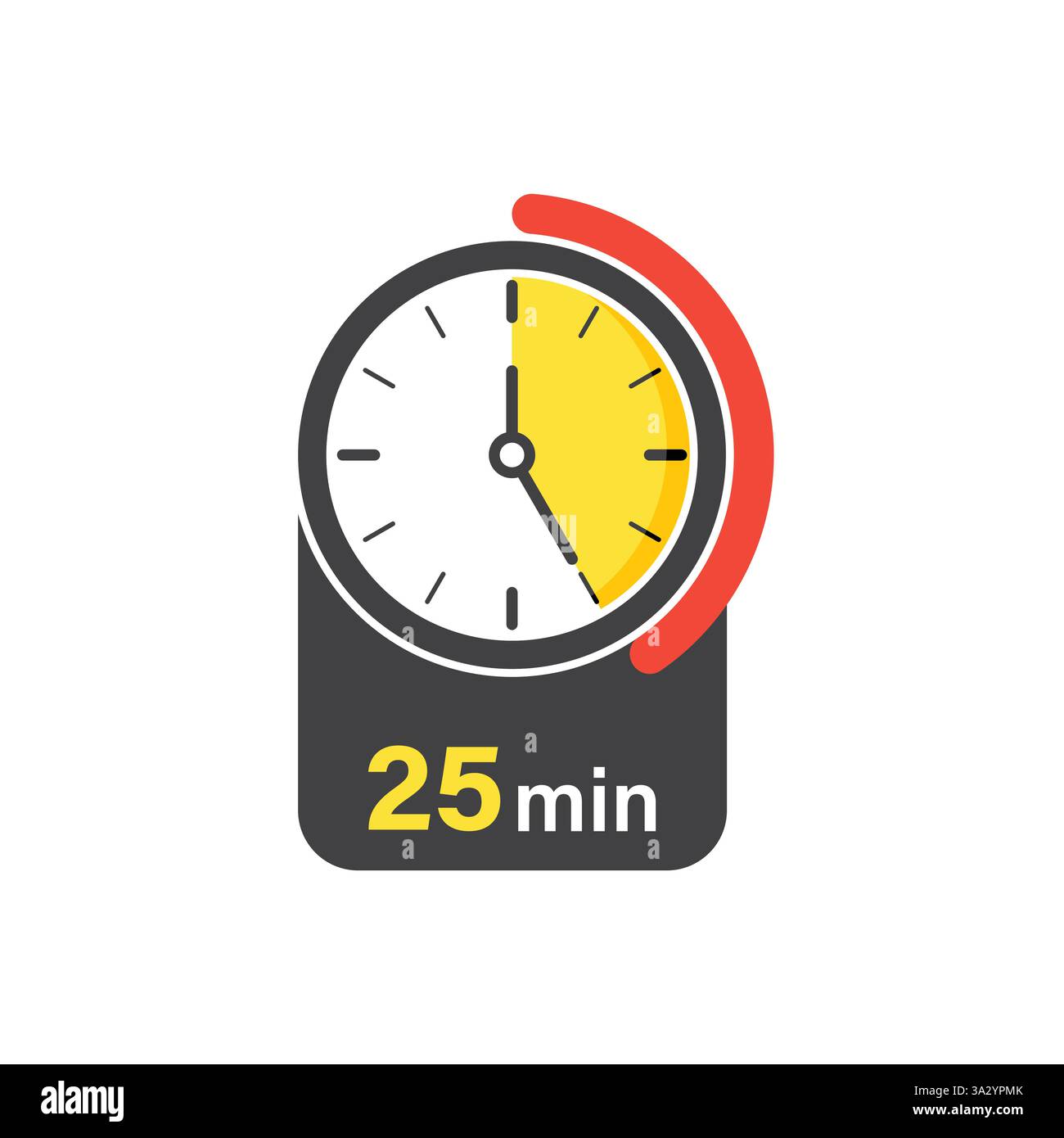 25 minutes on stopwatch icon in flat style. Clock face timer vector ...