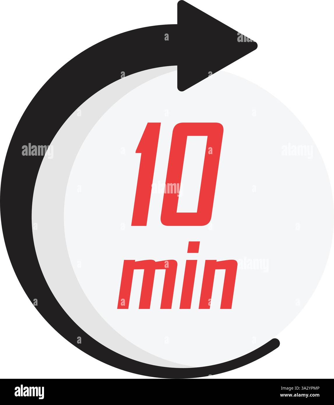 10 minutes on stopwatch icon in flat style. Clock face timer vector ...