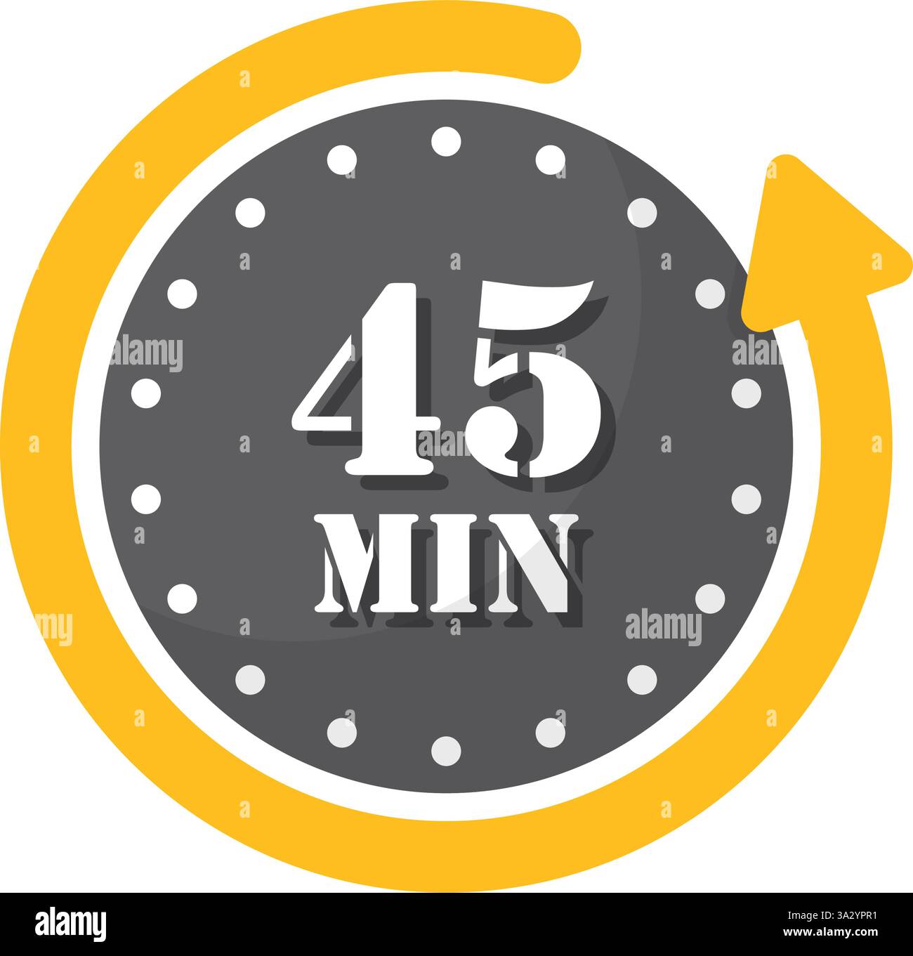 45 minutes on stopwatch icon in flat style. Clock face timer vector ...