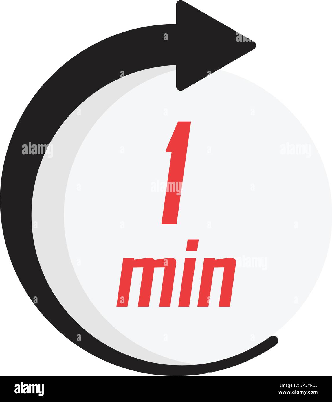 1 Minute On Stopwatch Icon In Flat Style Clock Face Timer Vector