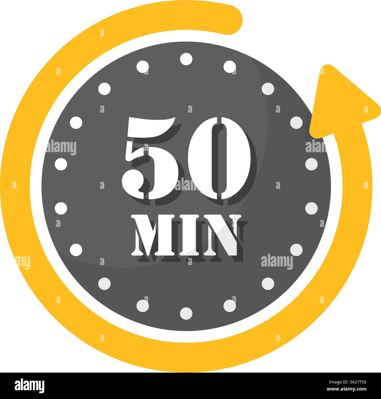 50 minutes on stopwatch icon in flat style. Clock face timer vector ...