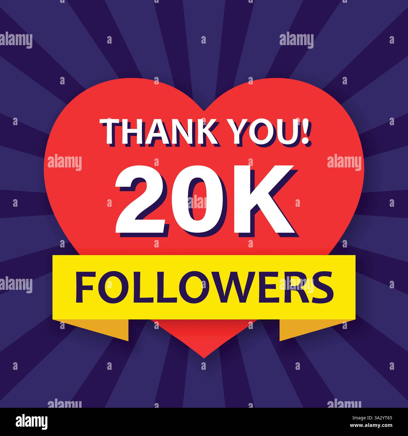 Thank you 20000 followers icon in flat style. Subscription amount ...