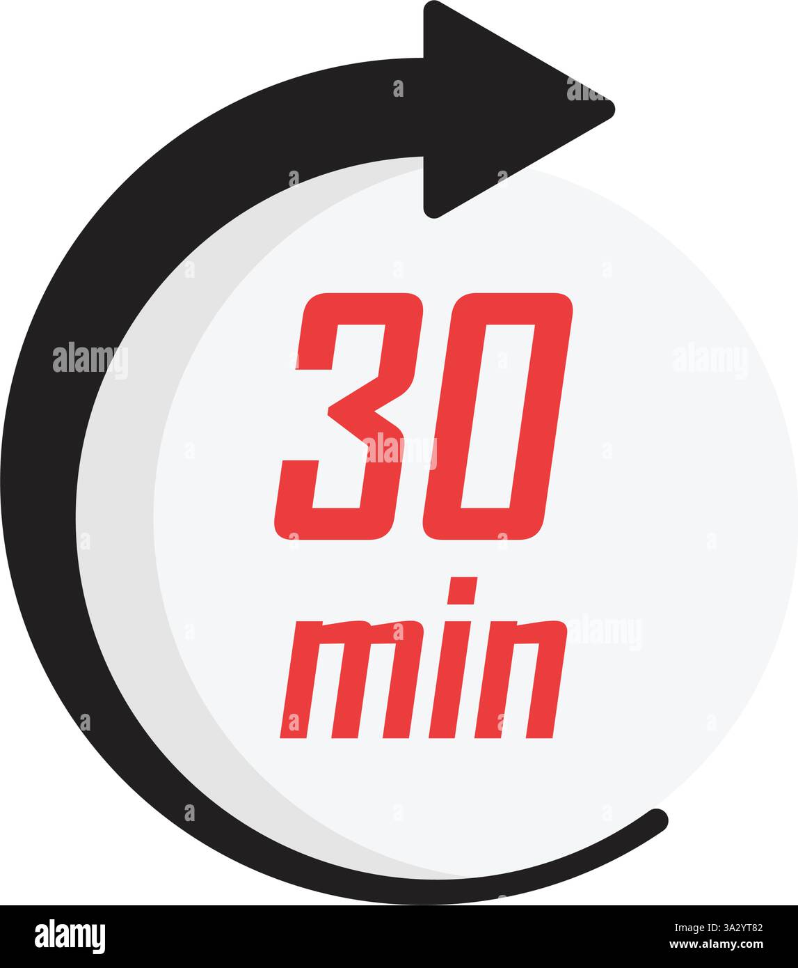 30 minutes on stopwatch icon in flat style. Clock face timer vector ...