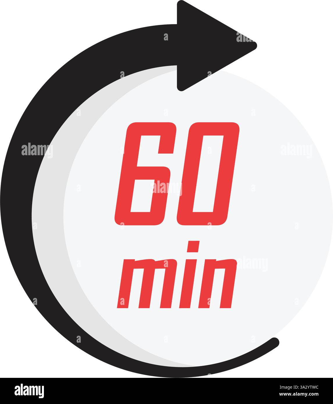 60 Minutes On Stopwatch Icon In Flat Style Clock Face Timer Vector