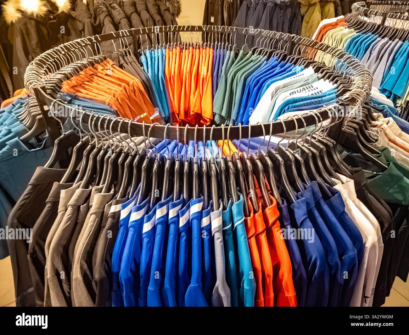 Tangerang, Indonesia - 15 Feb 2025: Circular hanging rack full of ...