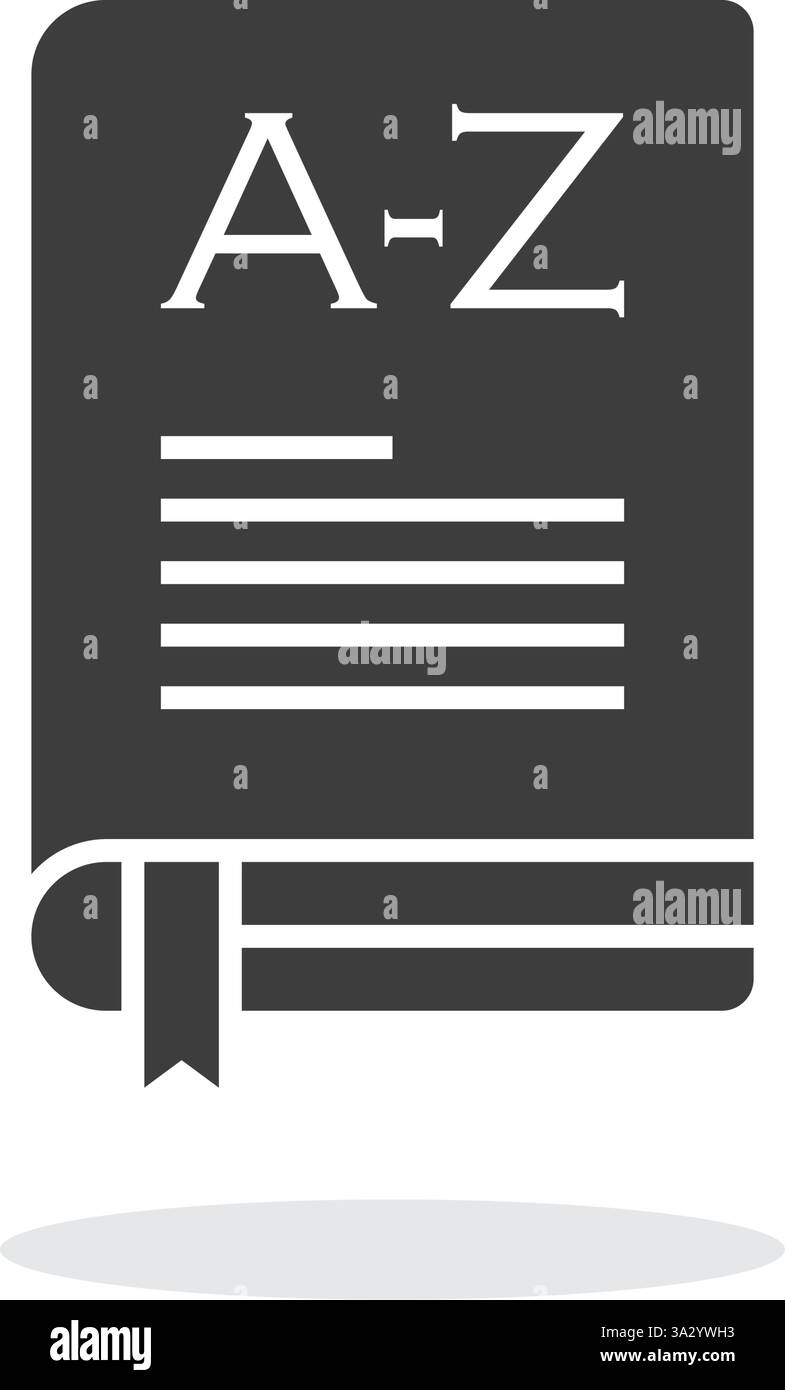 Glossary book icon in flat style. Guidebook encyclopedia vector ...
