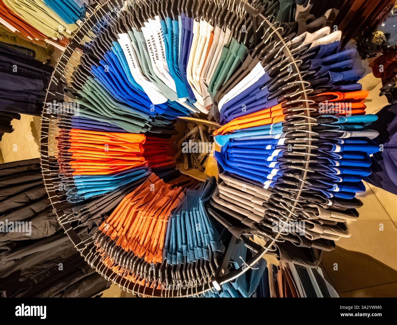 Tangerang, Indonesia - 15 Feb 2025: Circular hanging rack full of ...