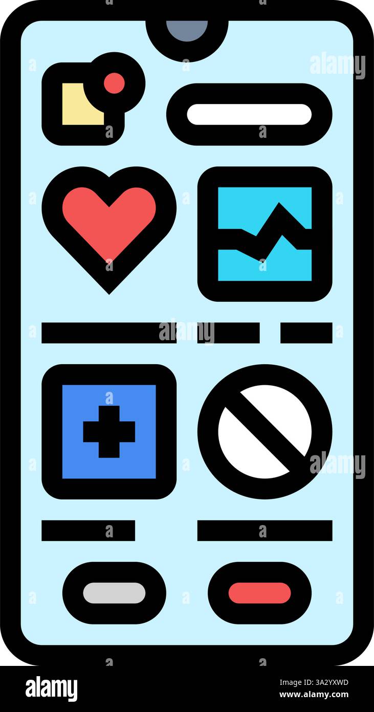 health app interface personalized tech color icon vector illustration ...