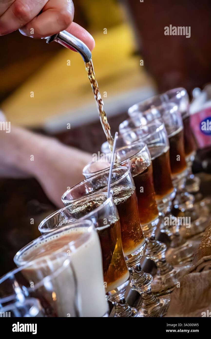 San Francisco, USA - March 25, 2024: Irish Coffee drinks made at the ...