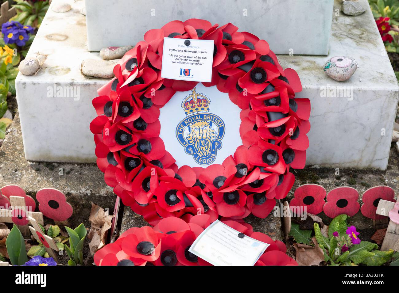 A Wreath of red poppies on Hythe war memorial from The Royal British ...