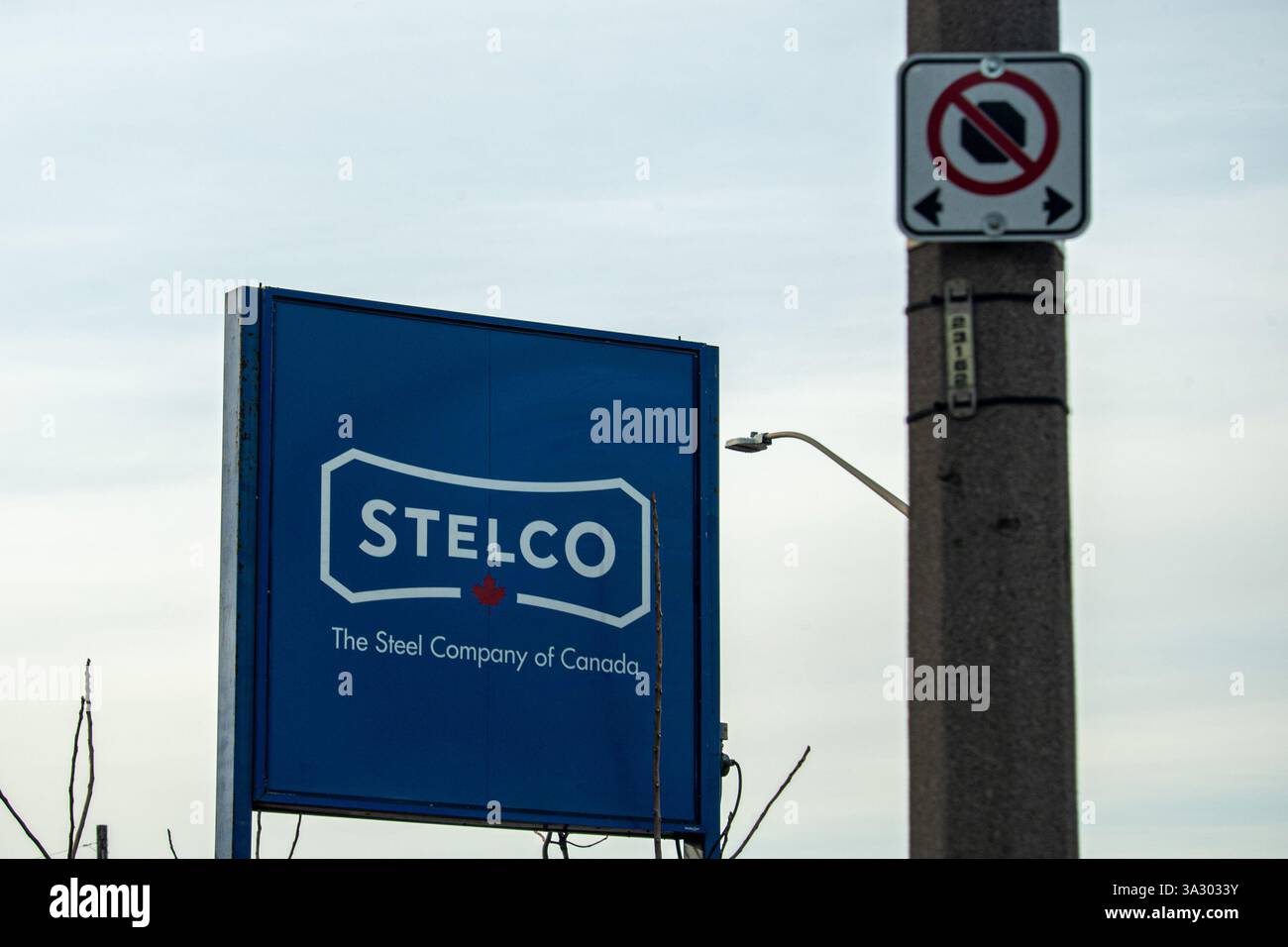 Stelco, a steel Company of Canada' signage seen. (Photo by Stacey ...