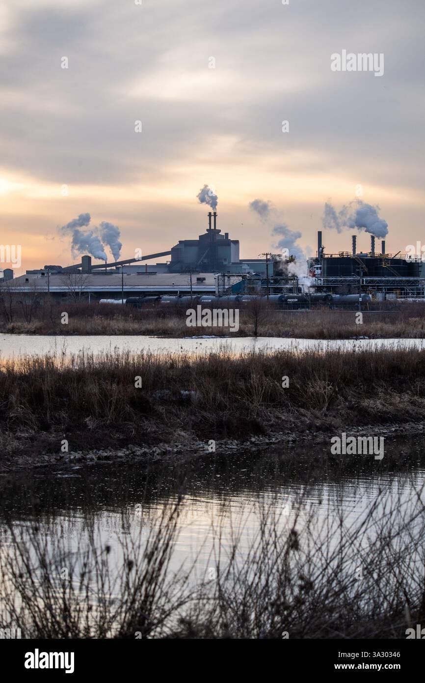 Plant smokestacks as seen from a local nature trail. (Photo by Stacey ...