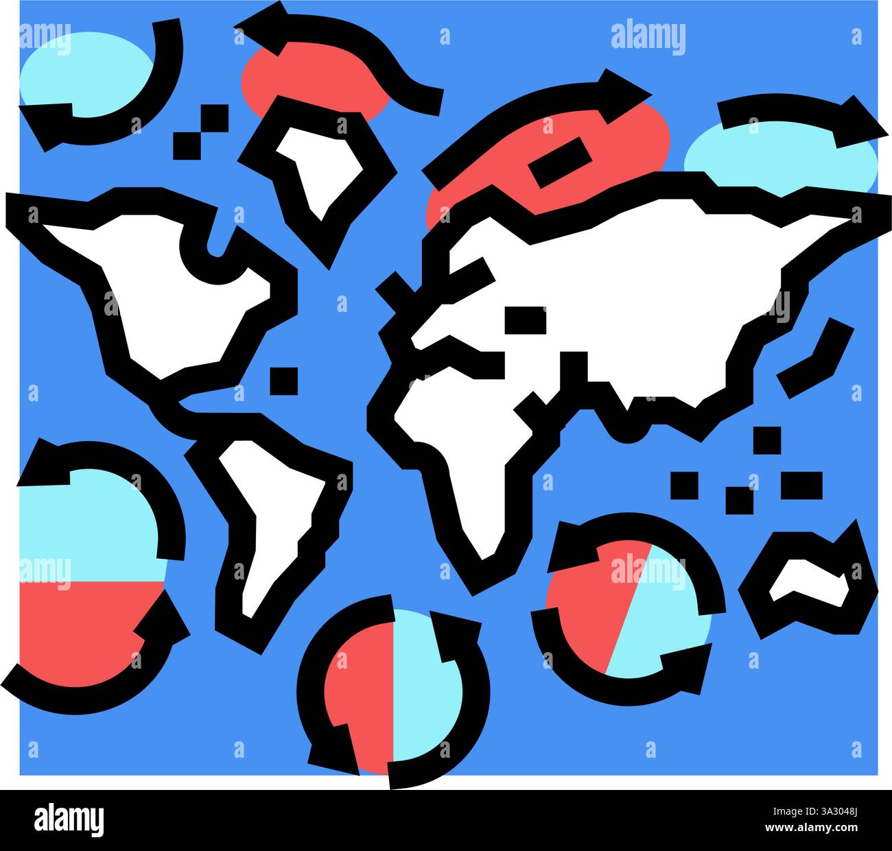 map ocean currents world ocean color icon vector illustration Stock ...
