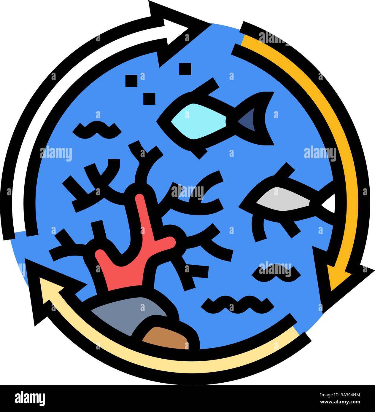 marine ecosystem world ocean color icon vector illustration Stock ...
