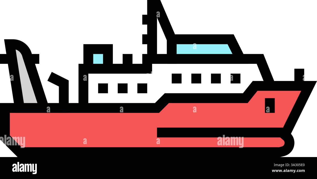 marine research vessel world ocean color icon vector illustration Stock ...