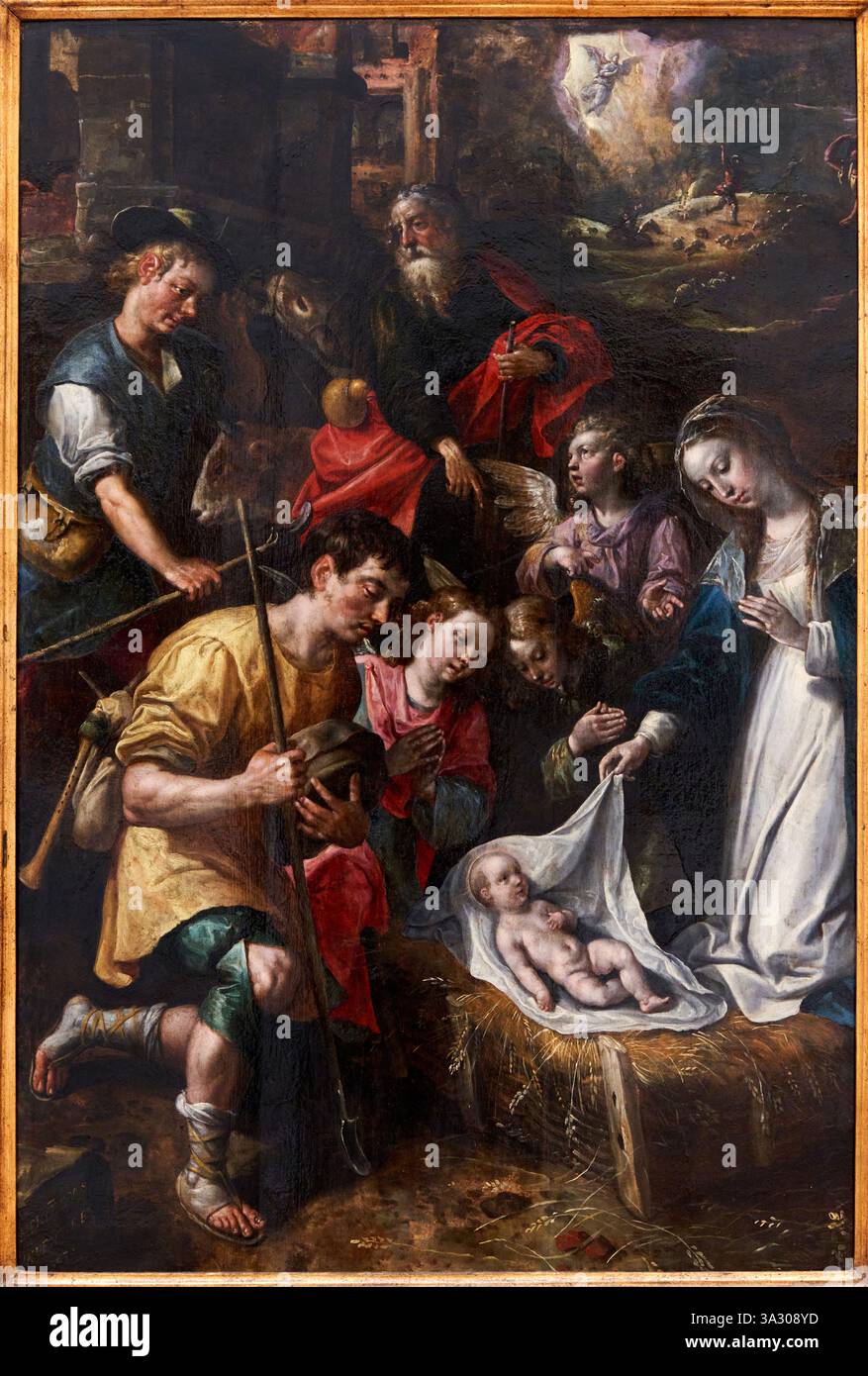 Adoración de los ángeles y los pastores, oil on wood, MARTEN DE VOS (1532-1603), Museo de Bellas ...