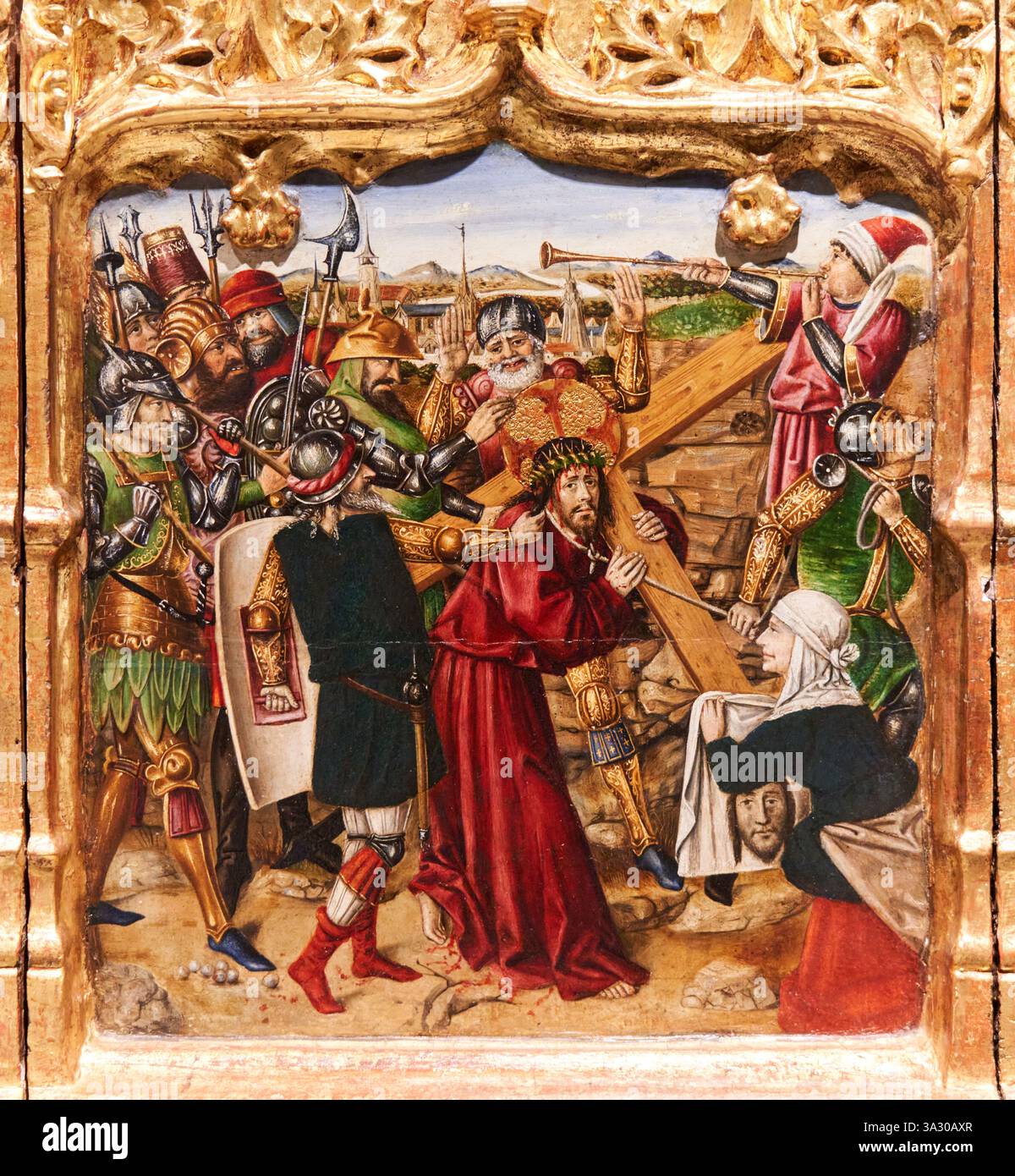 Predela con escenas de la Pasión de Cristo: Cristo camino del Calvario ...